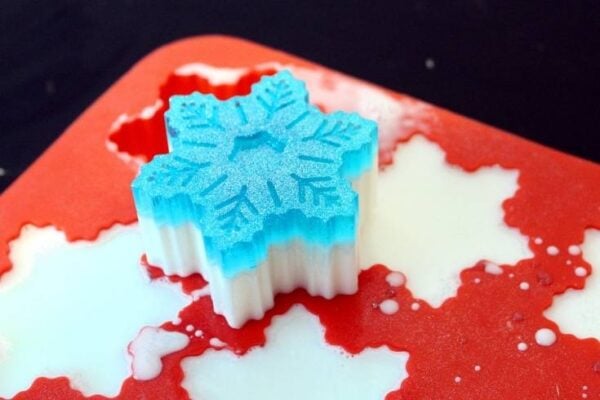 Glitter Snowflake Soap Recipe with Peppermint Essential Oil