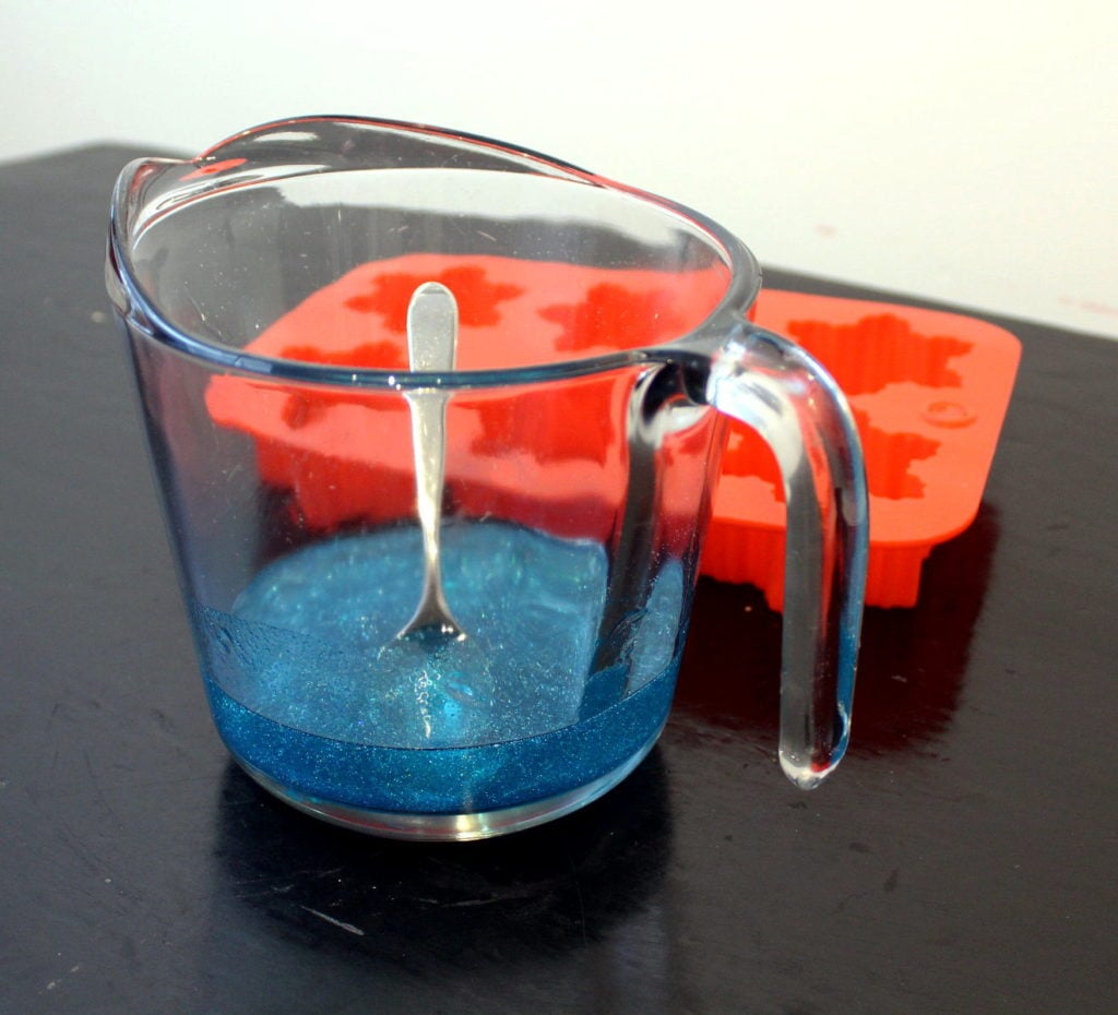 Glitter Snowflake Soap Recipe with Peppermint Essential Oil