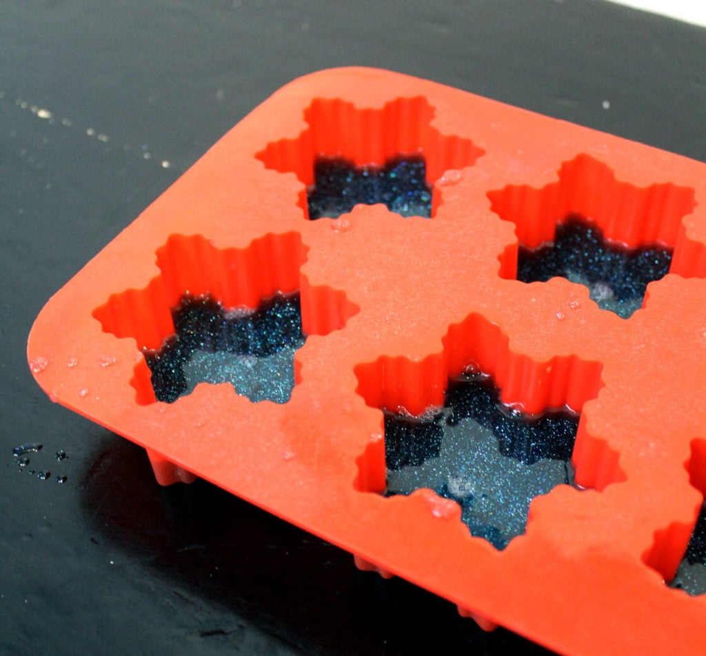 Glitter Snowflake Soap Recipe with Peppermint Essential Oil